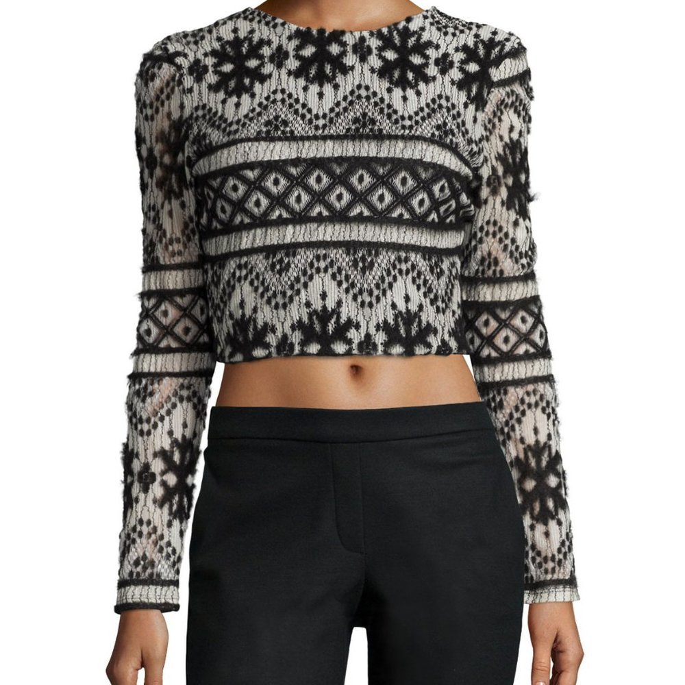 Carisa Rene Garzata Textured Chenille Lace Cropped Bl… - Gem